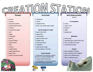 Classroom Creation Station Materials List | PDF