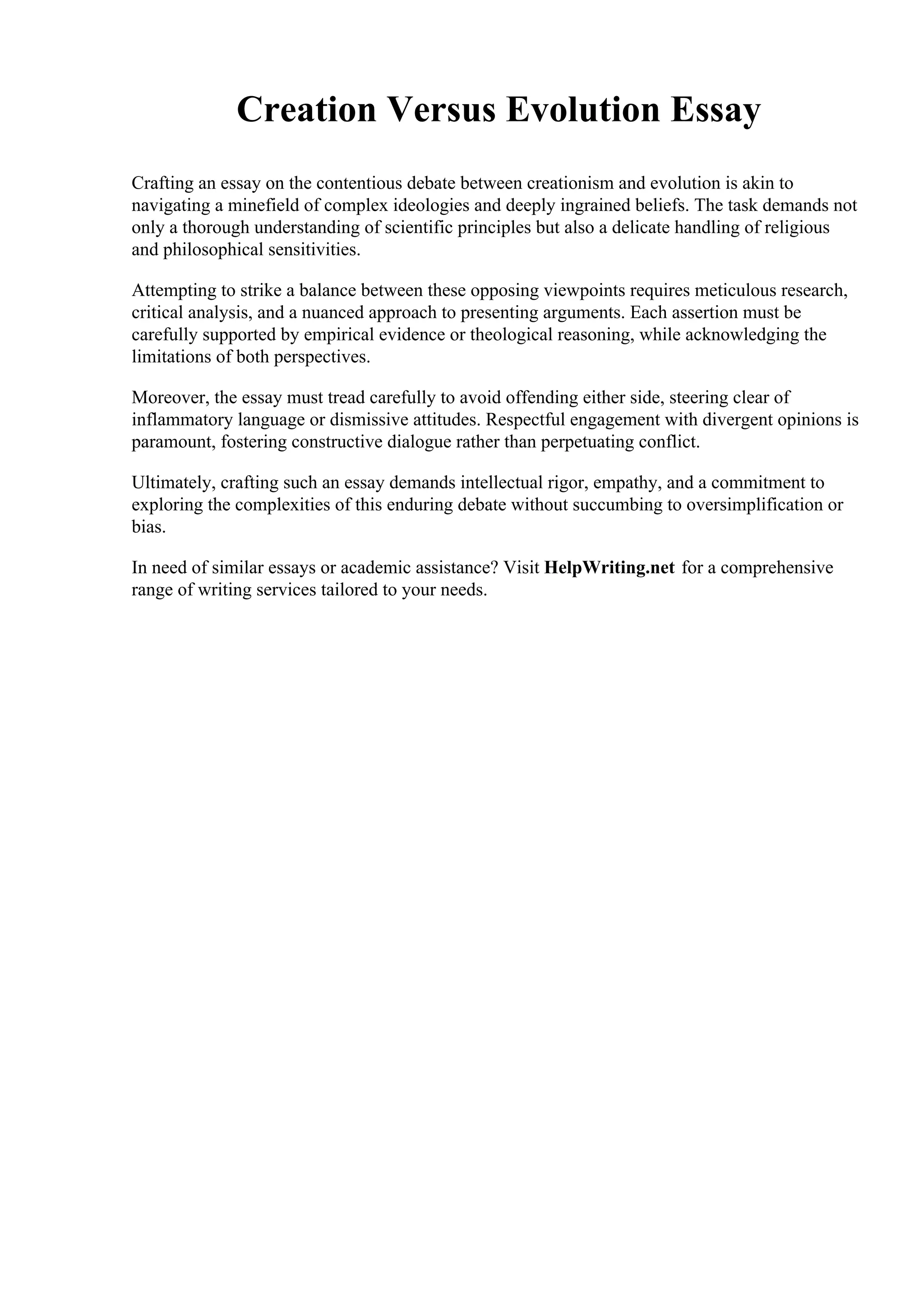 Creation Versus Evolution Essay.pdf