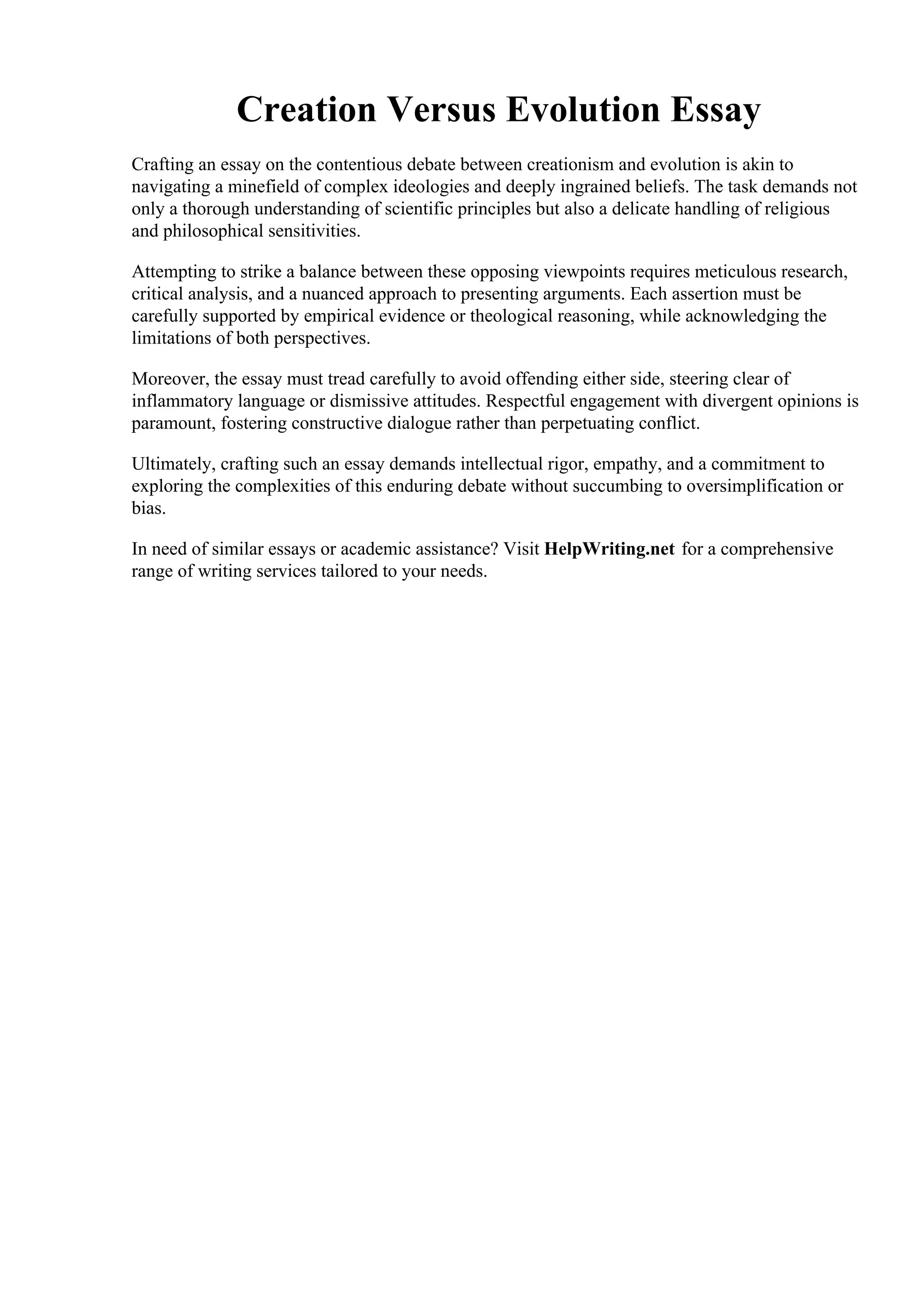 Creation Versus Evolution Essay.pdf