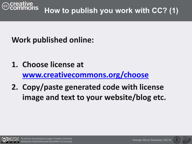 CreativeCommons licenses types and licensing | PPTX