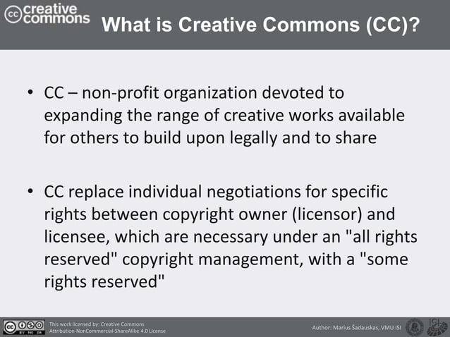 CreativeCommons licenses types and licensing | PPTX