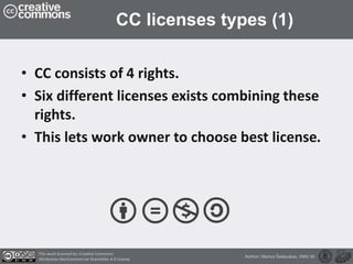 CreativeCommons licenses types and licensing | PPTX