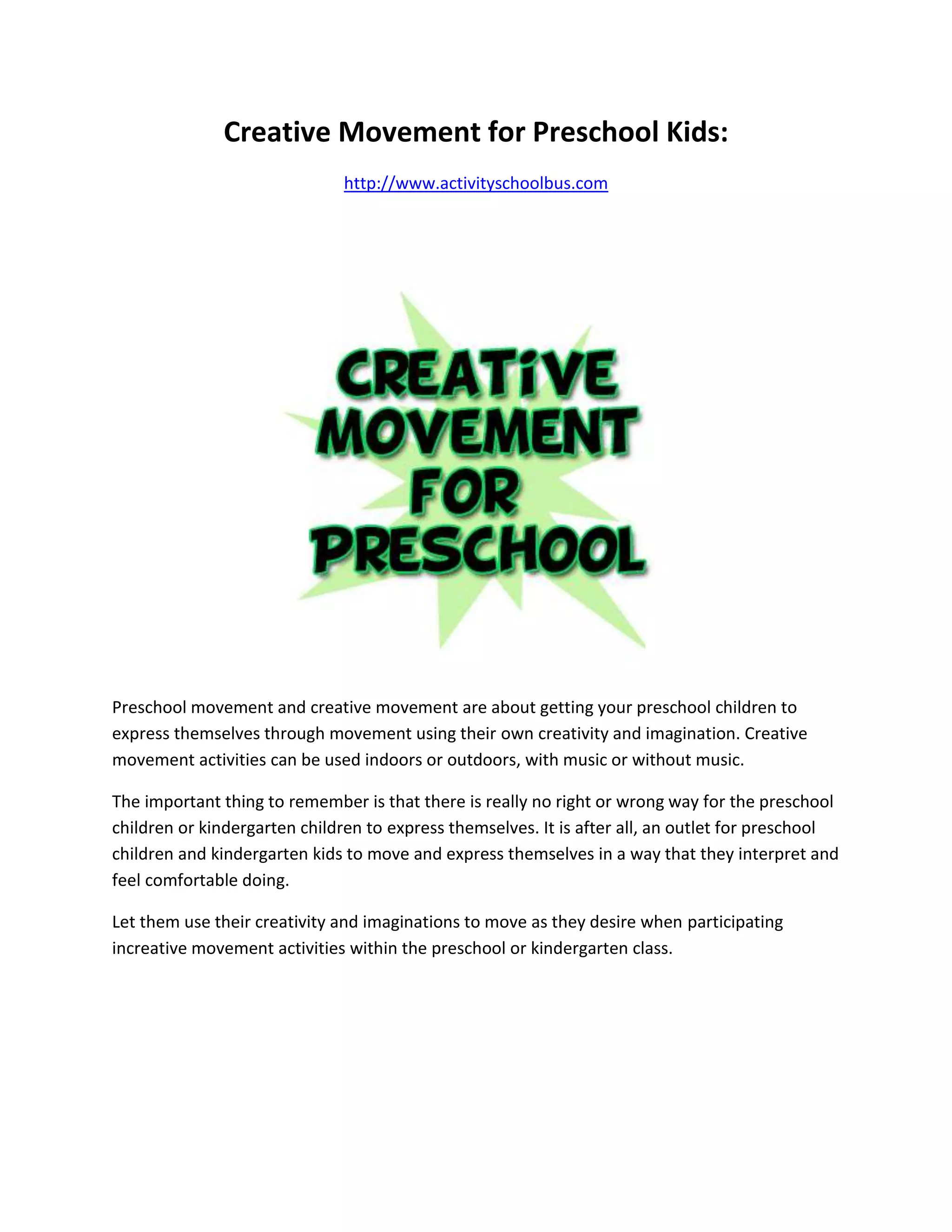 Creative Movement for Kids | DOCX