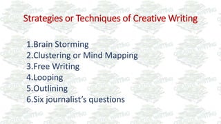 Creative writting-techniques | PPTX