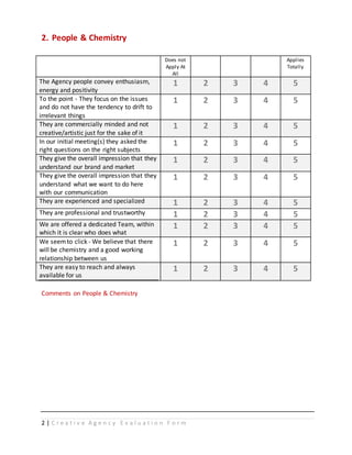 Creative agency evaluation form | DOCX