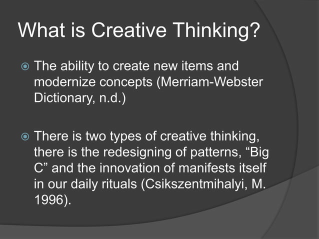 Creative and critical thinking | PPT
