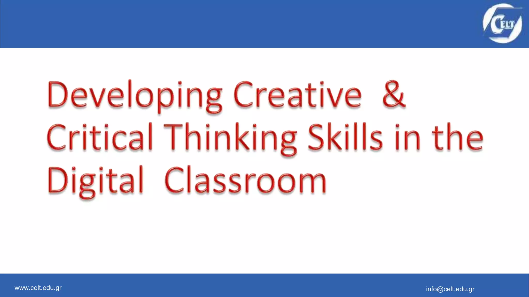 Creative and critical thinking skills digitally | PPT