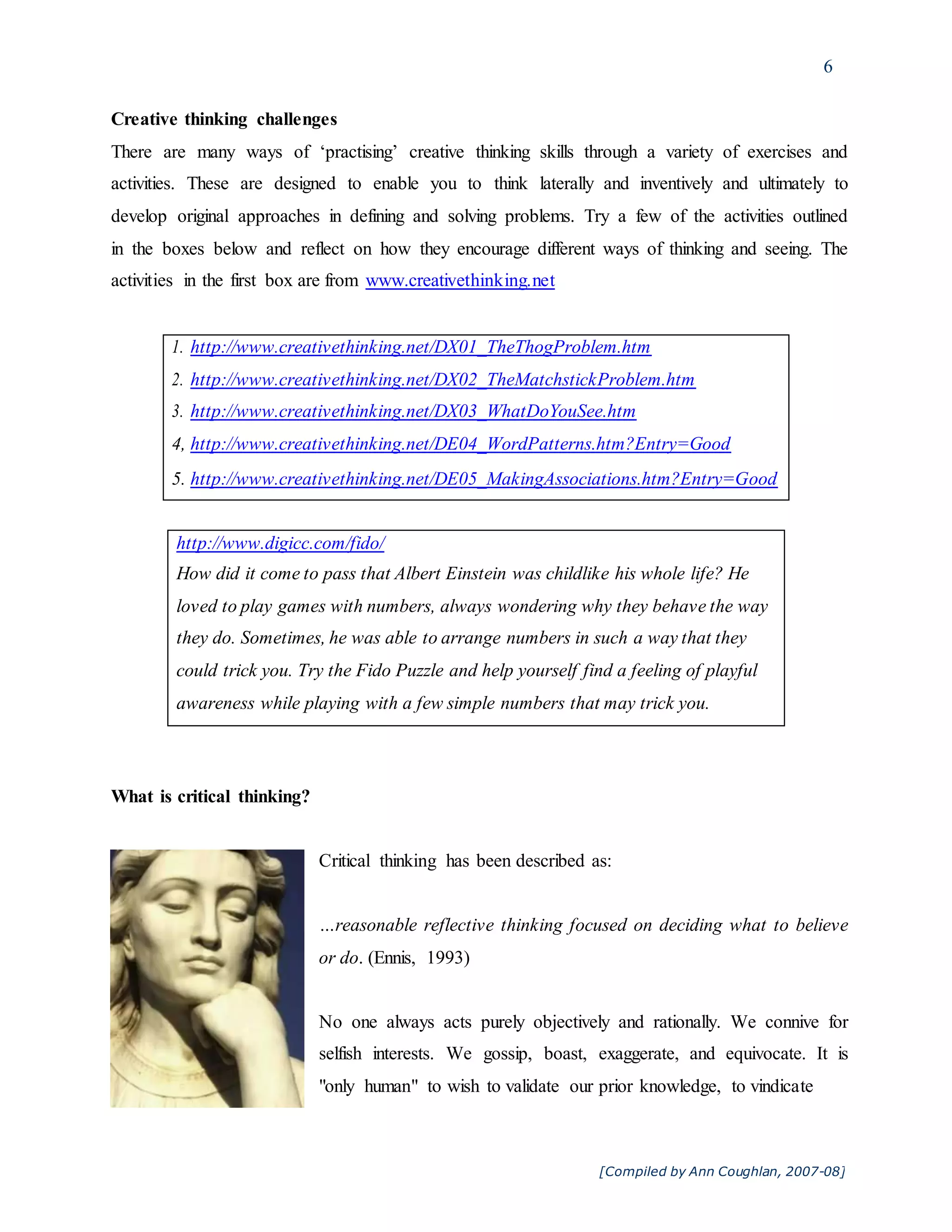 Creative and critical thinking ETC | PDF