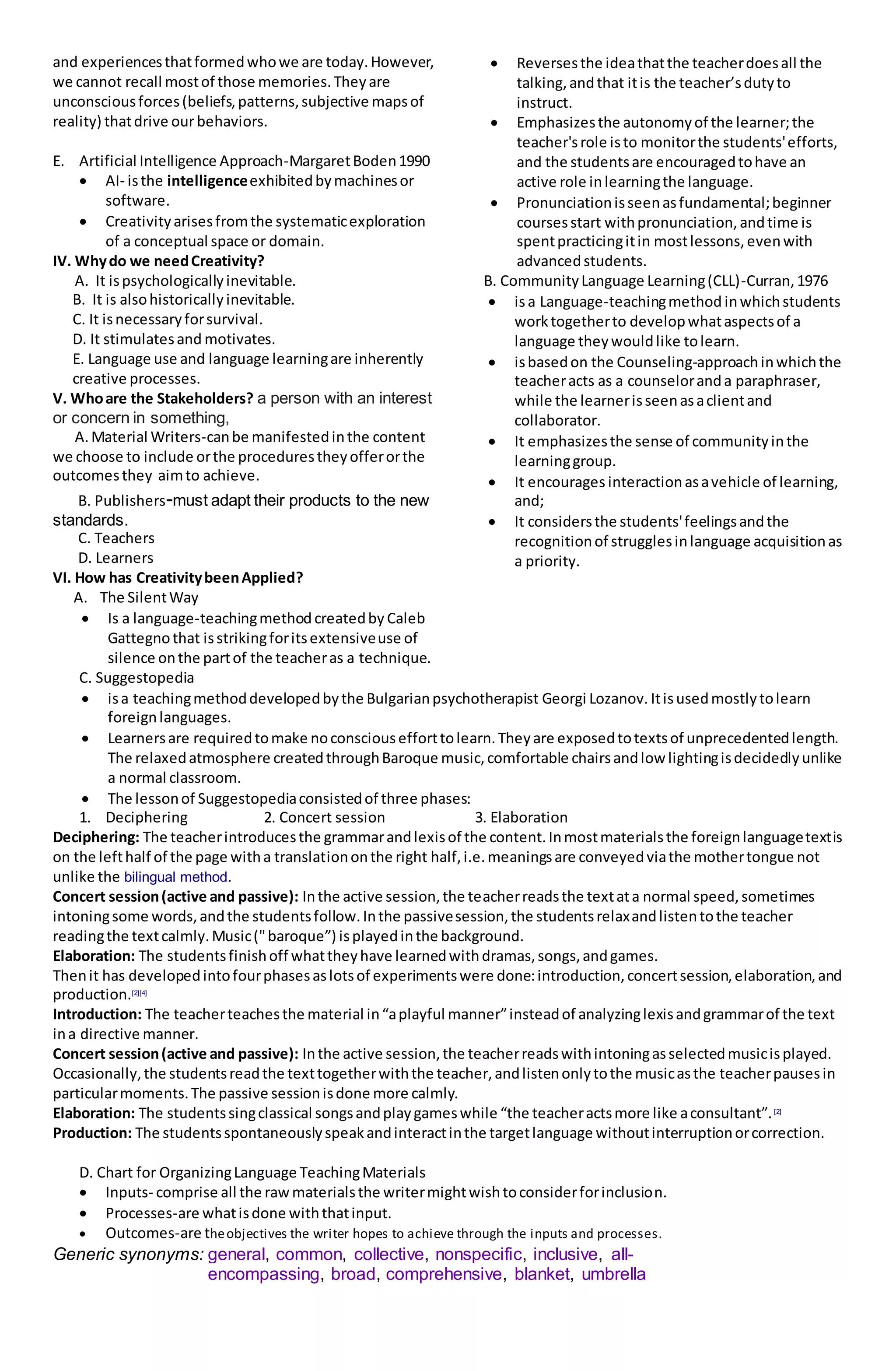 Creative Approaches to Writing Materials | DOCX