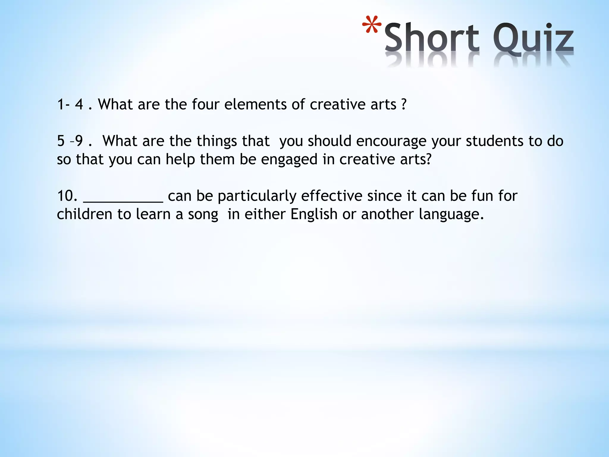 Creative arts – lesson 1 | PPTX