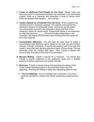 Creative Book Report Ideas | PDF