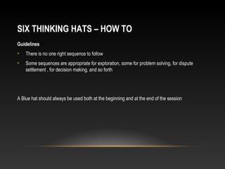 Creative brainstorming six thinking hats | PPT