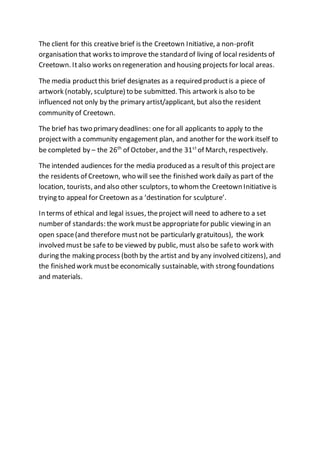 Creative brief example art project | DOCX