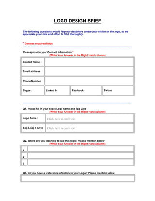 Logo Design Brief Example