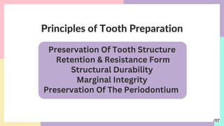 Principles of Tooth Preparation in Dentistry | PDF