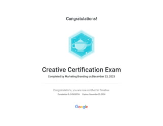 Creative Certification Exam Google Agencia Marketing Branding | PPT