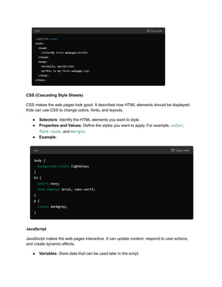 Creative Coding: Fun Front-End Development for Kids | PDF