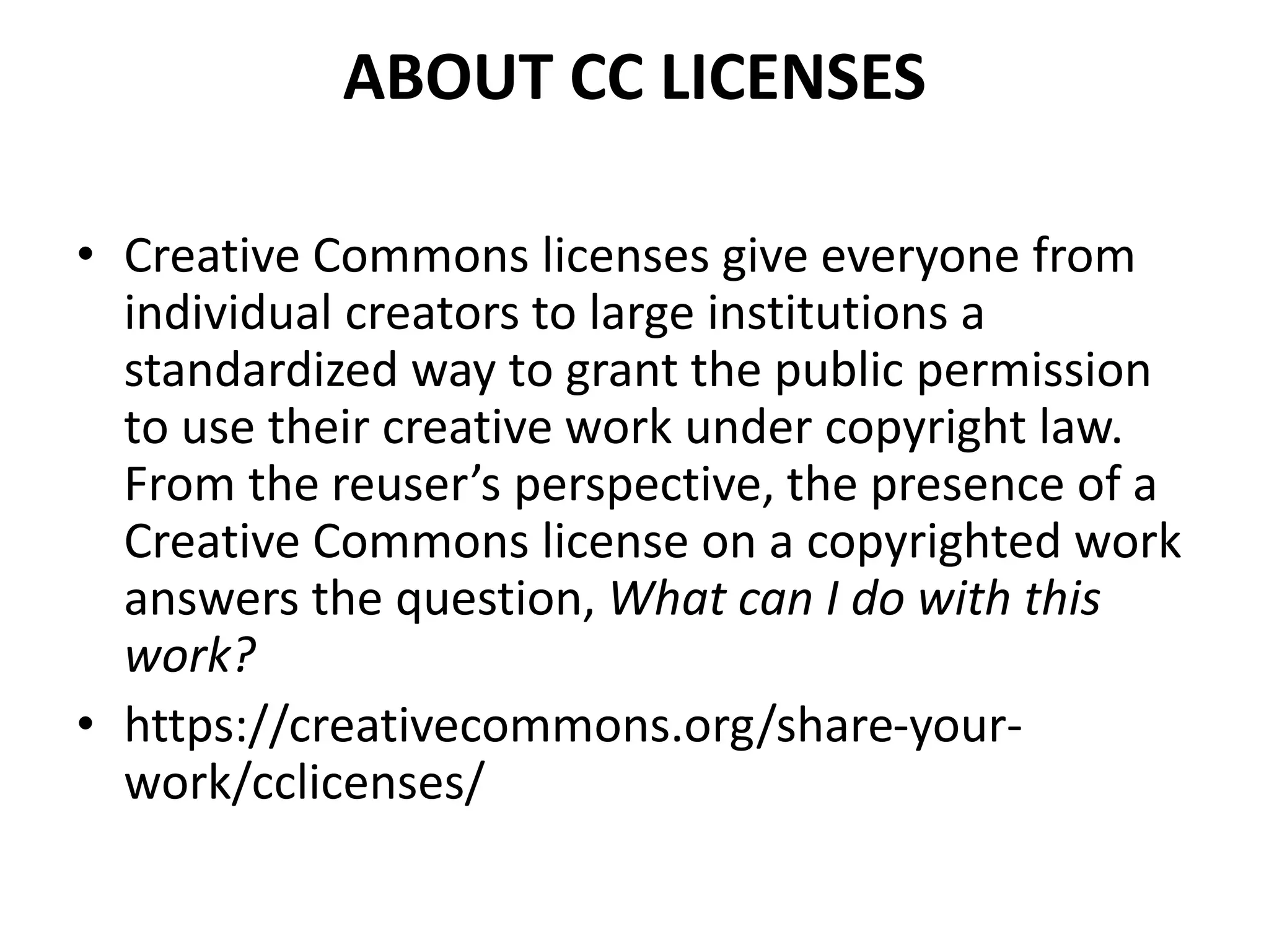 Creative commons-ppt draft. Only for Creative Commons licence testing ...