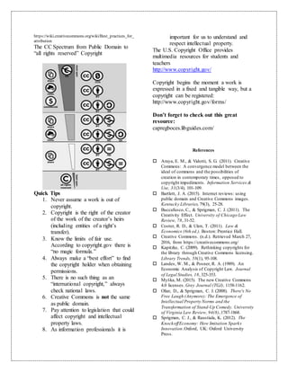 Fact Sheet, Copyright and the Creative Commons | PDF