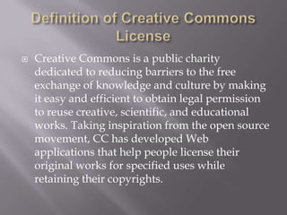 Creative commons license1 | PPTX | Technology & Computing