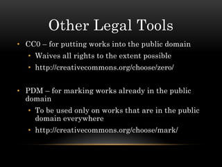 Creative commons licenses and legal tools | PPT