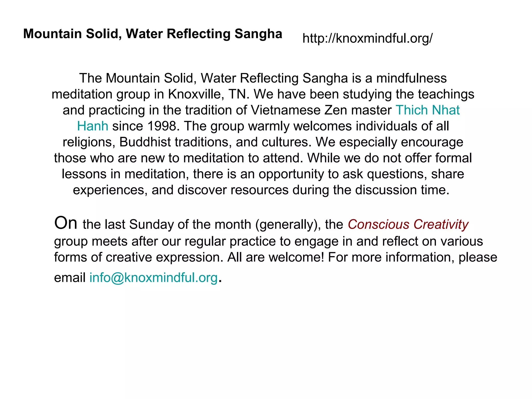 Creative Contemplatiions - Conscious Creativity | PPT