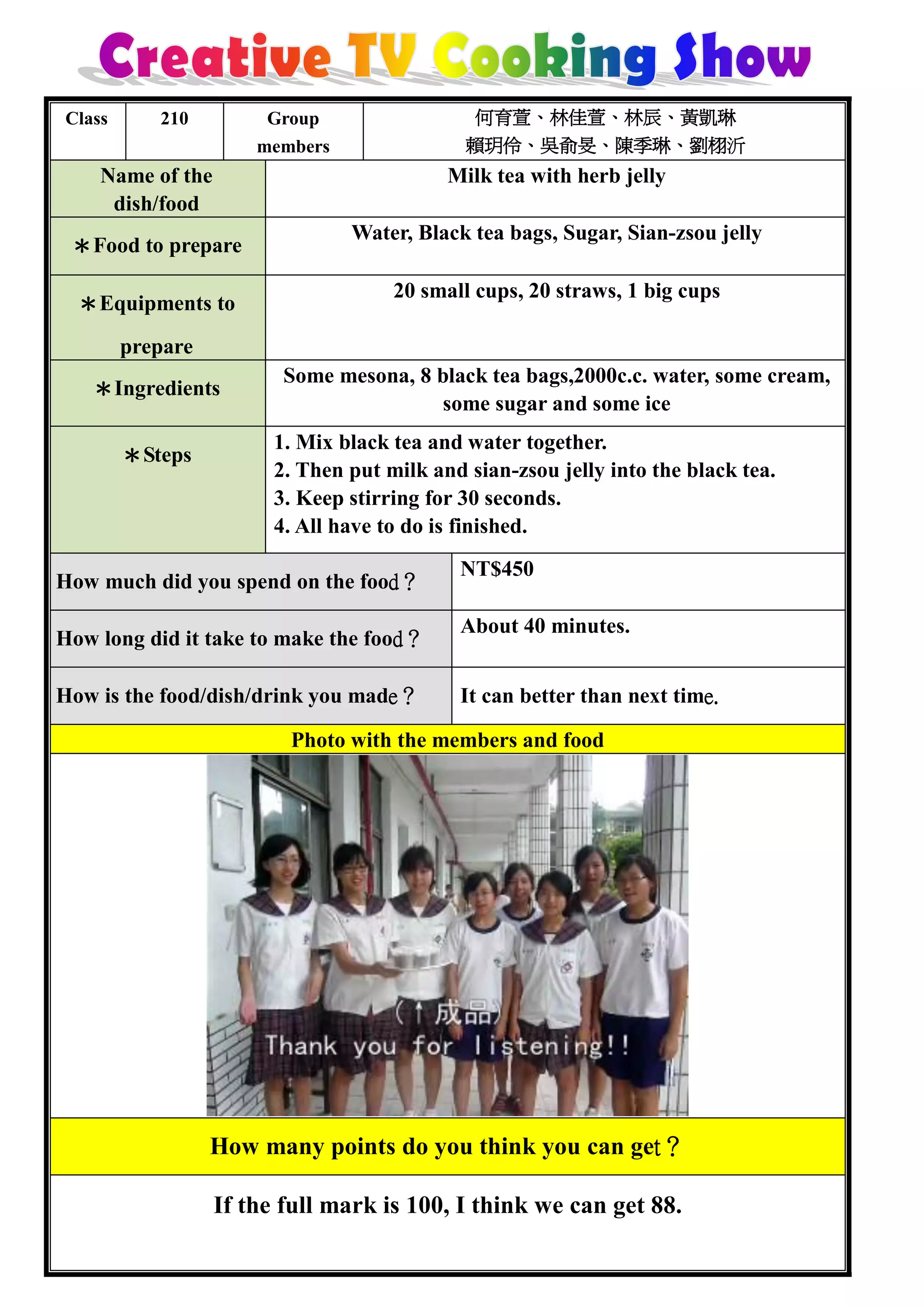 Creative cooking tv show worksheet | PDF | Cooking | Food & Drink