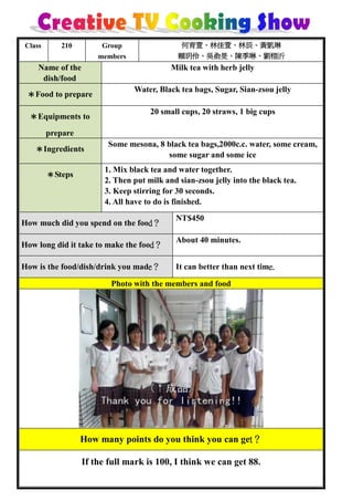 Creative cooking tv show worksheet | PDF