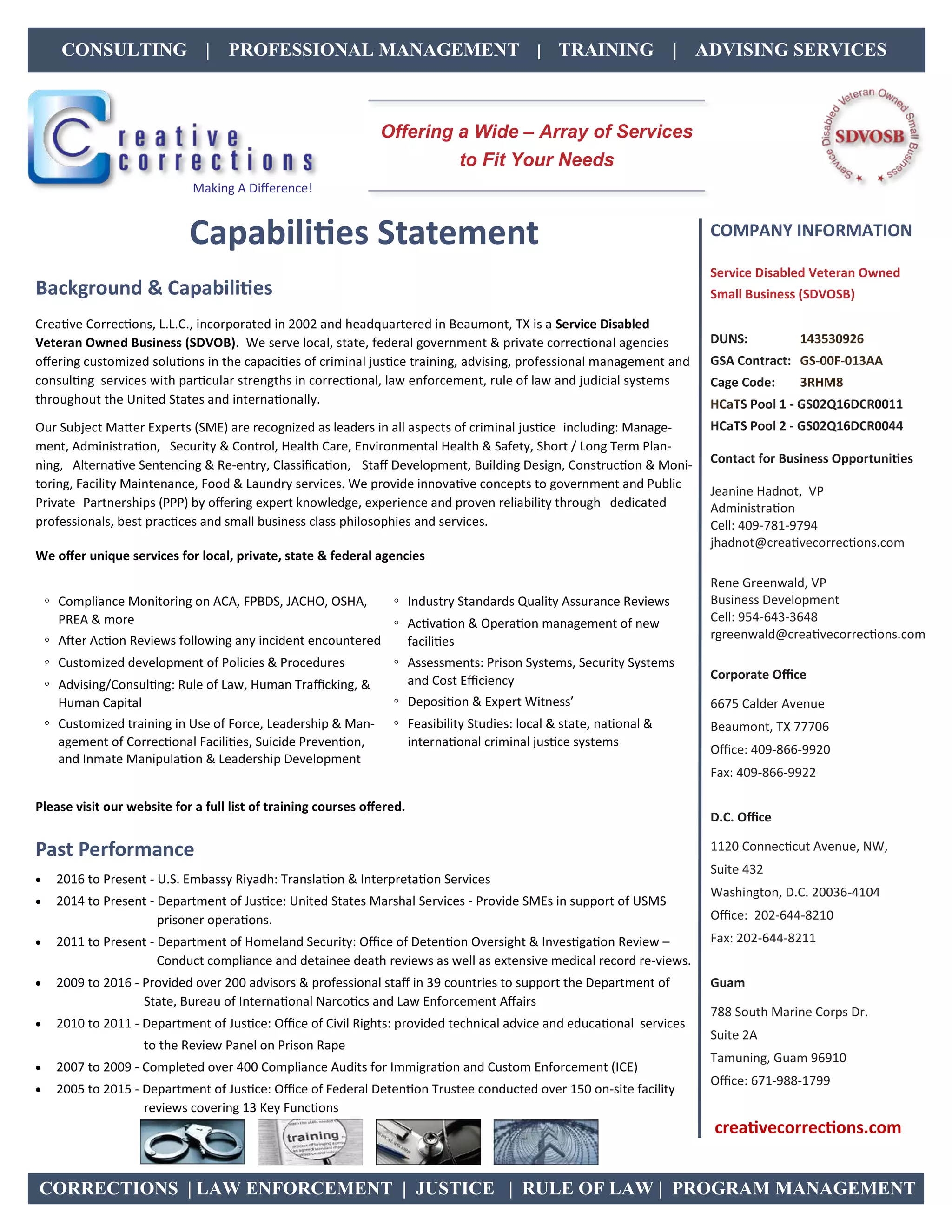 Creative Corrections Capabilities Statement | PDF