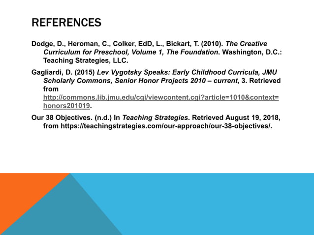 Creative Curriculum | PPTX | Daycare and Pre-School | Parenting