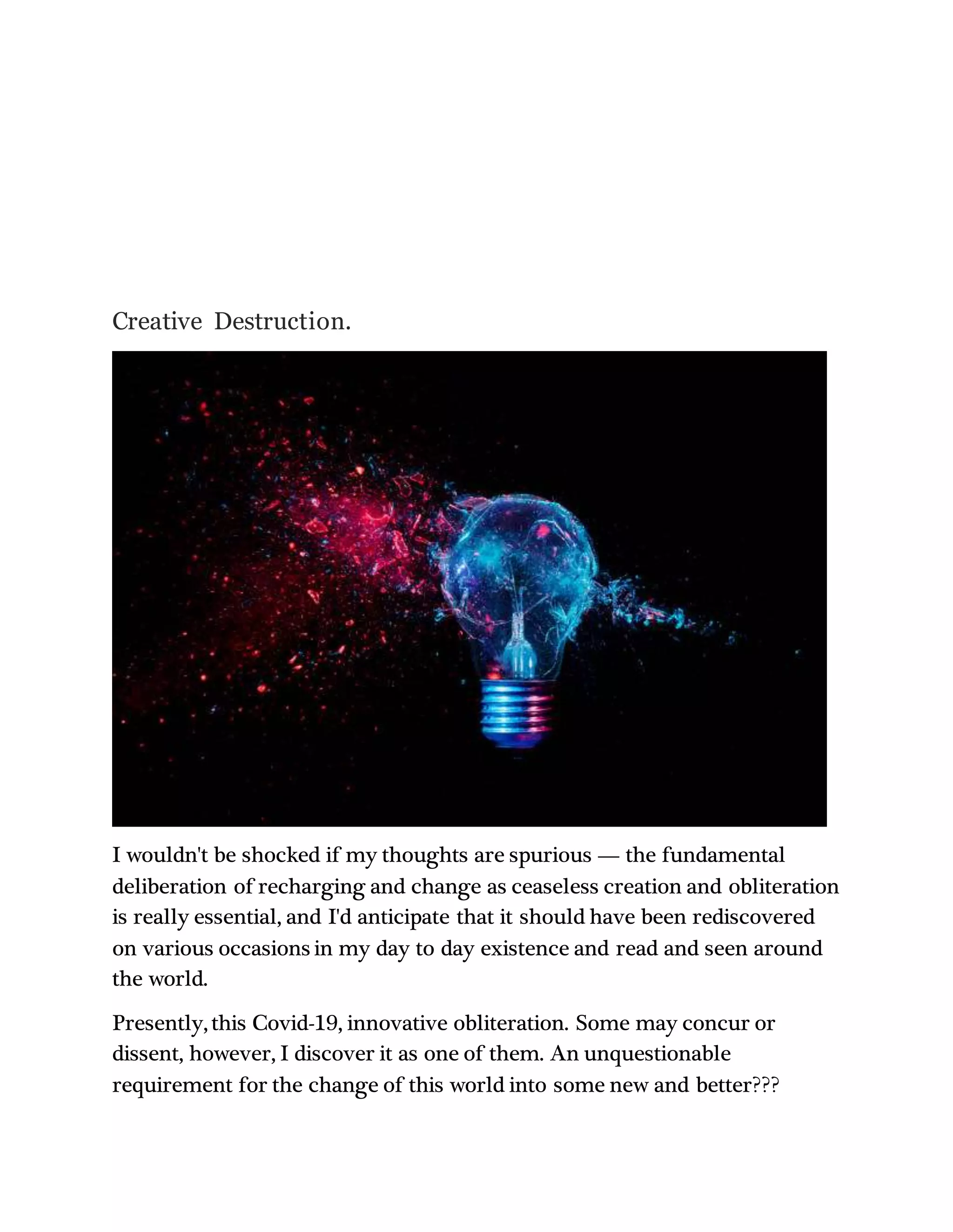 Creative destruction Economics, Business and Values | DOCX