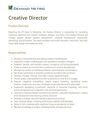 Creative Director Job Description | DOC | Business Administration ...