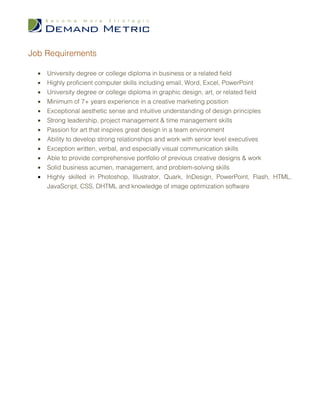 Creative Director Job Description | DOC