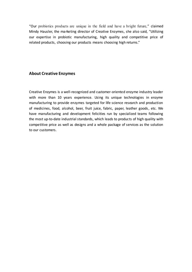 Creative enzymes probiotics | DOCX