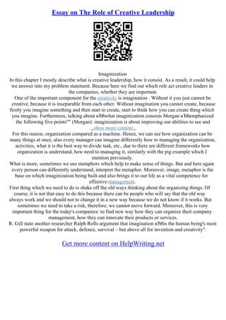 Creative Essay Example | PDF