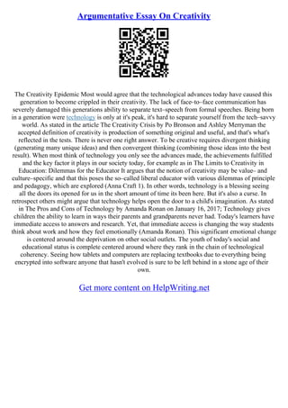 Creative Essay Example | PDF