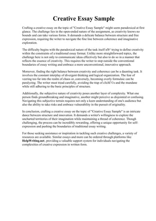 Creative Essay Sample | PDF