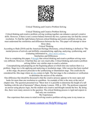 Creative Essays Examples | PDF