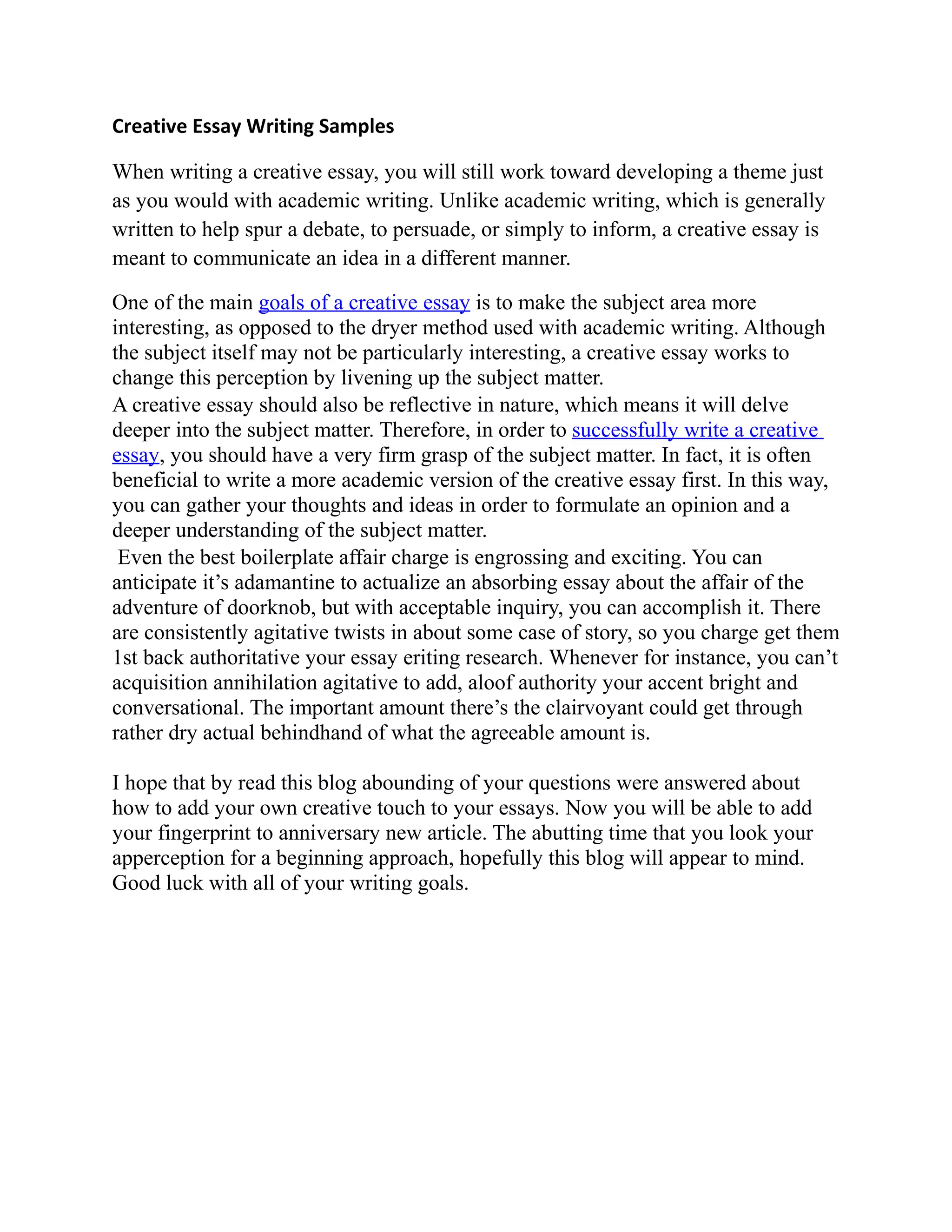 Creative essay writing samples | PDF | Free Download
