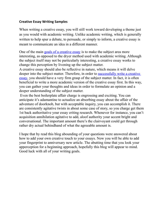 Creative essay writing samples | PDF
