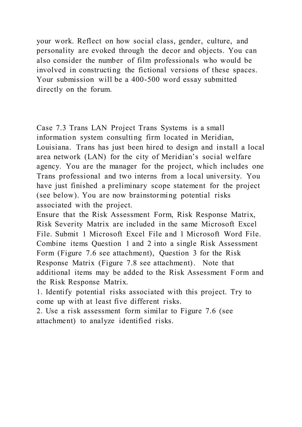 Creative Exercise 1 Mise en SceneEstablishing Character (400- | DOCX