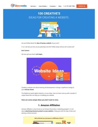 100 Creative Ideas to Build New Website in 2021 – Glorywebs | PDF