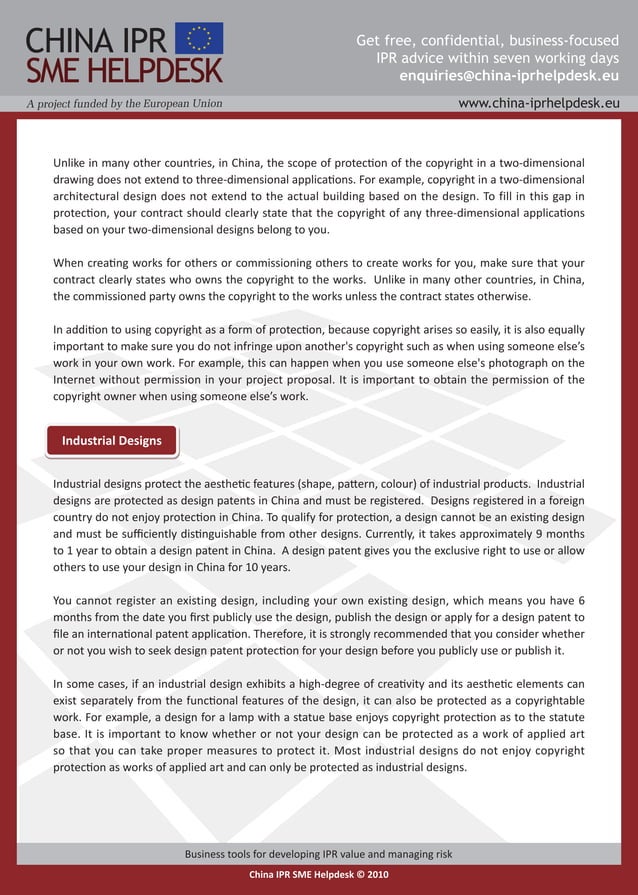 Guide to IPR Protection in China for the Creative Industry | PDF | Business | Business and Finance