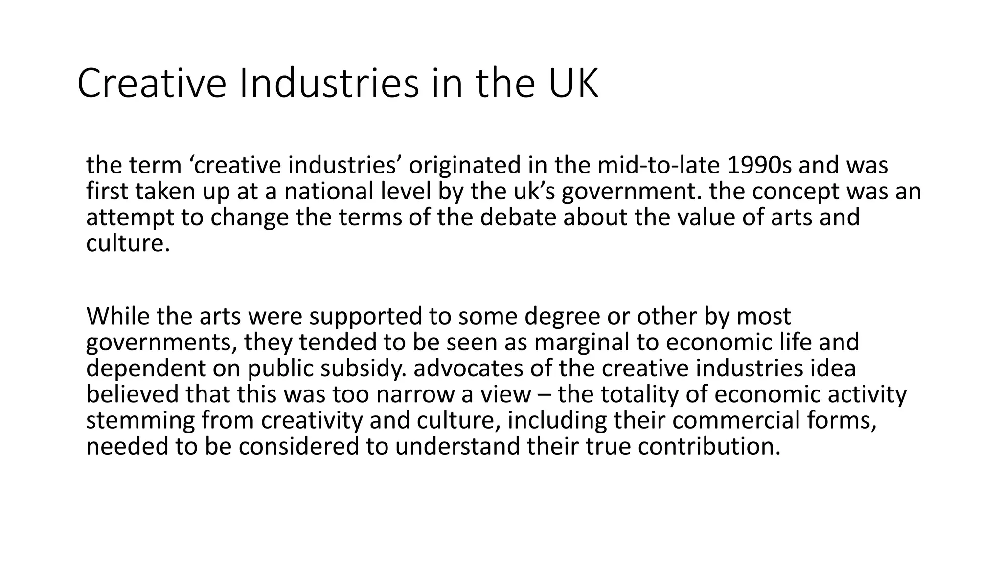 Creative industries powerpoint | PPTX