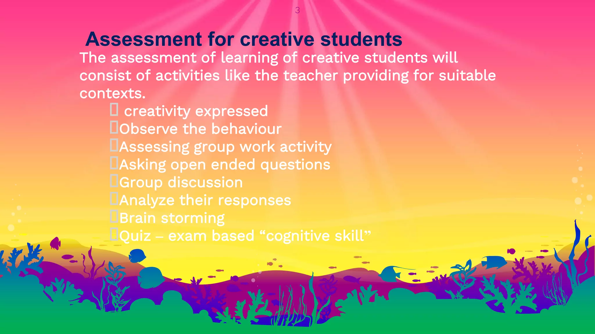 Assessment for Creative Learners | PPT