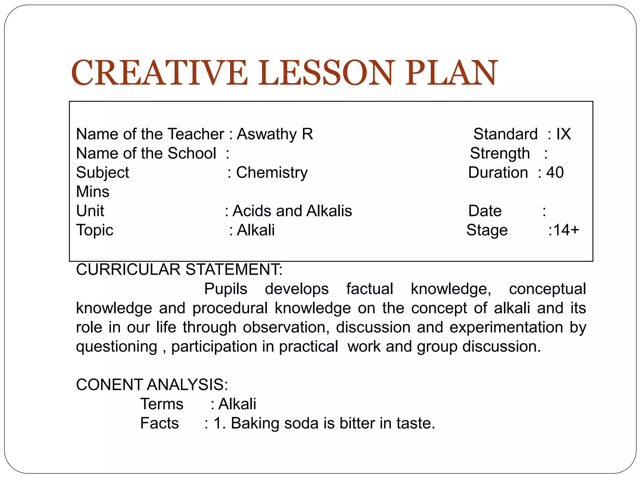 Creative lesson plan | PPT