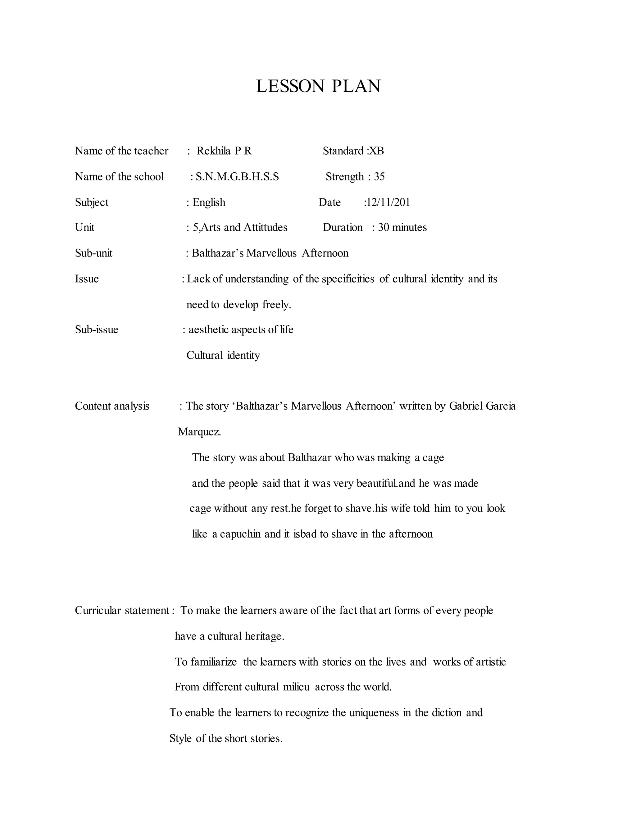 Creative lesson plan | DOCX