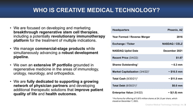 Creative Medical Technology Corporate Presentation 3.8 | PPT
