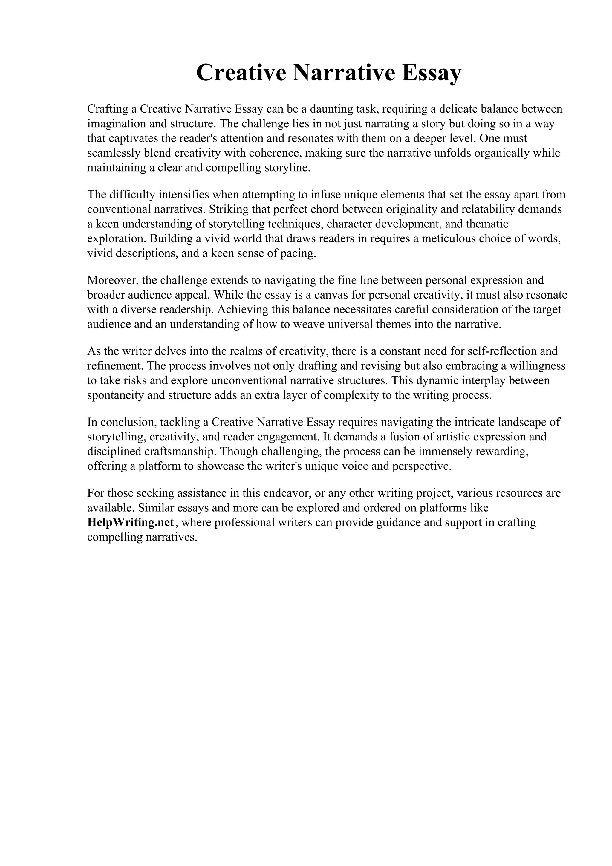 Creative Narrative Essay | PDF