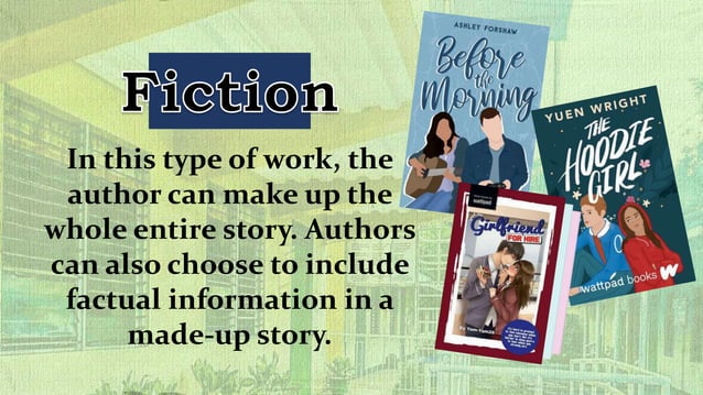 CREATIVE NONFICTION WEEK 1, wrtings.pptx | Fiction | Books and Literature